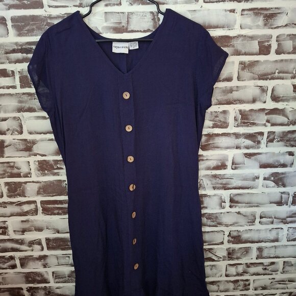 raya sun | Dresses | Raya Sun Small Summer Vacation Dress Blue Button ...